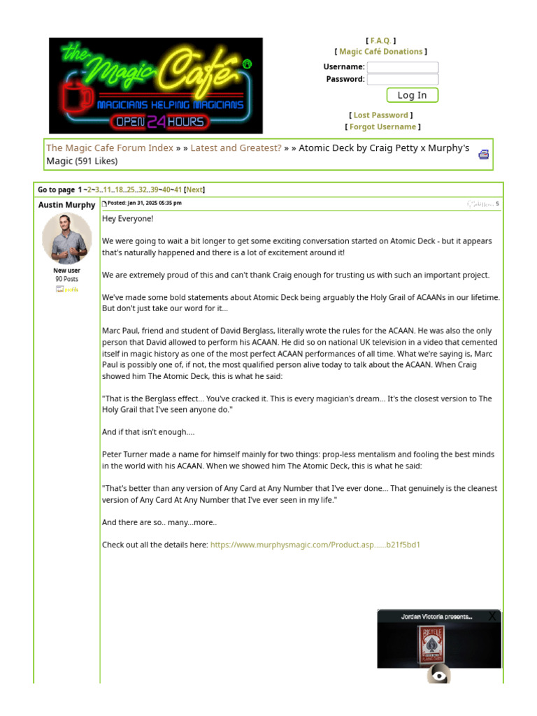The Magic Cafe Forums - Atomic Deck by Craig Petty X Murphy's Magic | PDF
