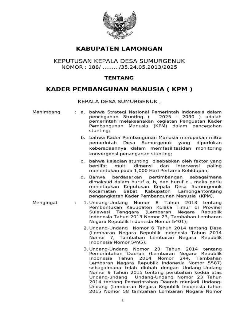SK Kader Pembangunan Manusia (KPM) 2025 | PDF