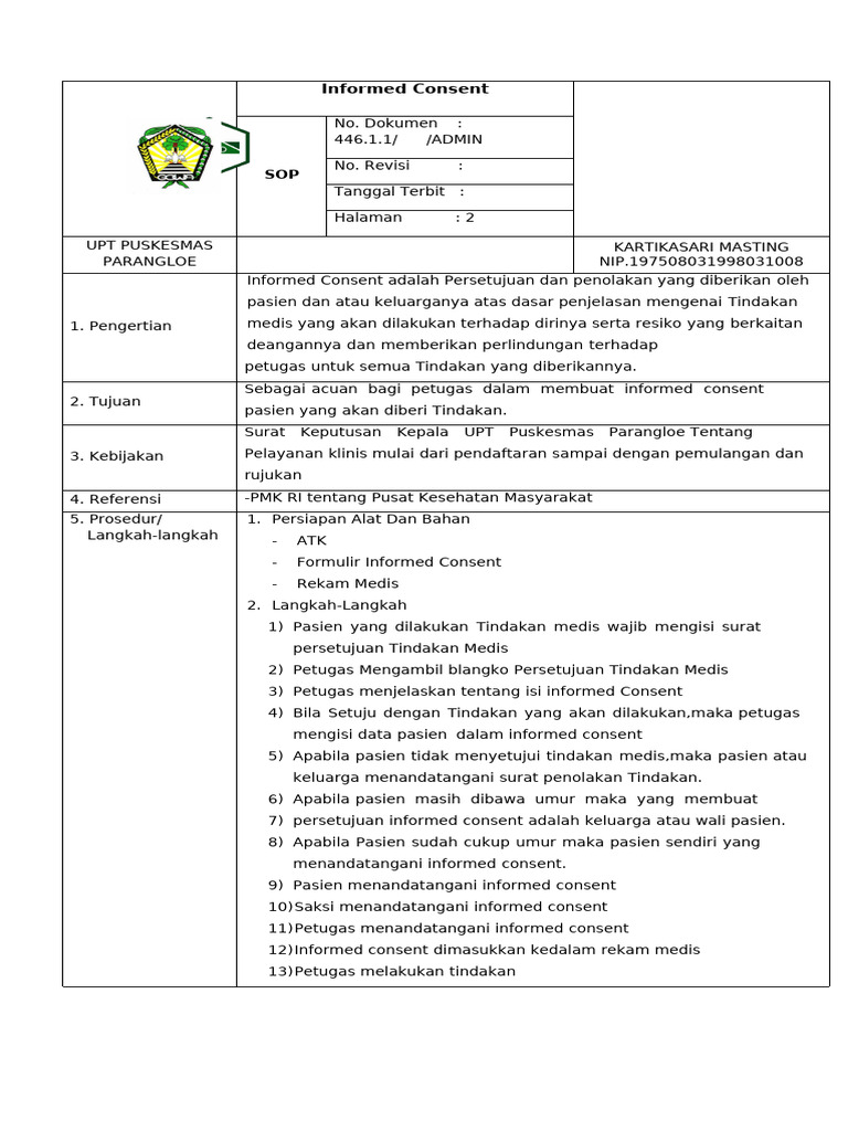 Prosedur Informed Consent Medis | PDF