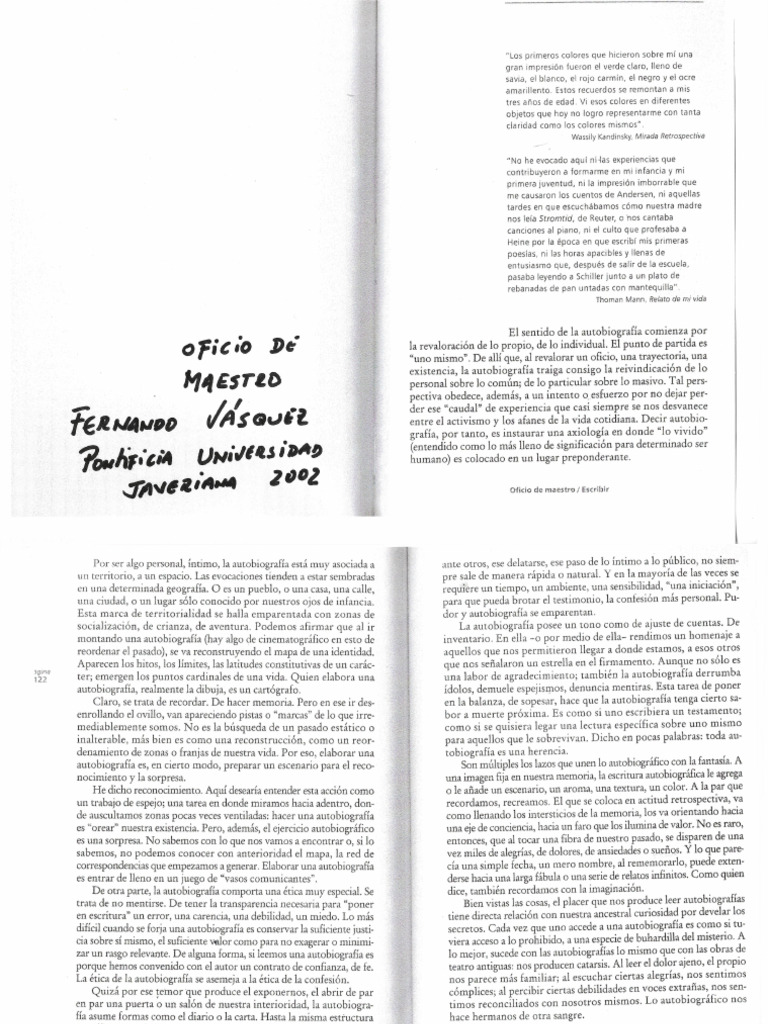 La Autobiografia Fernando Vásquez. | PDF