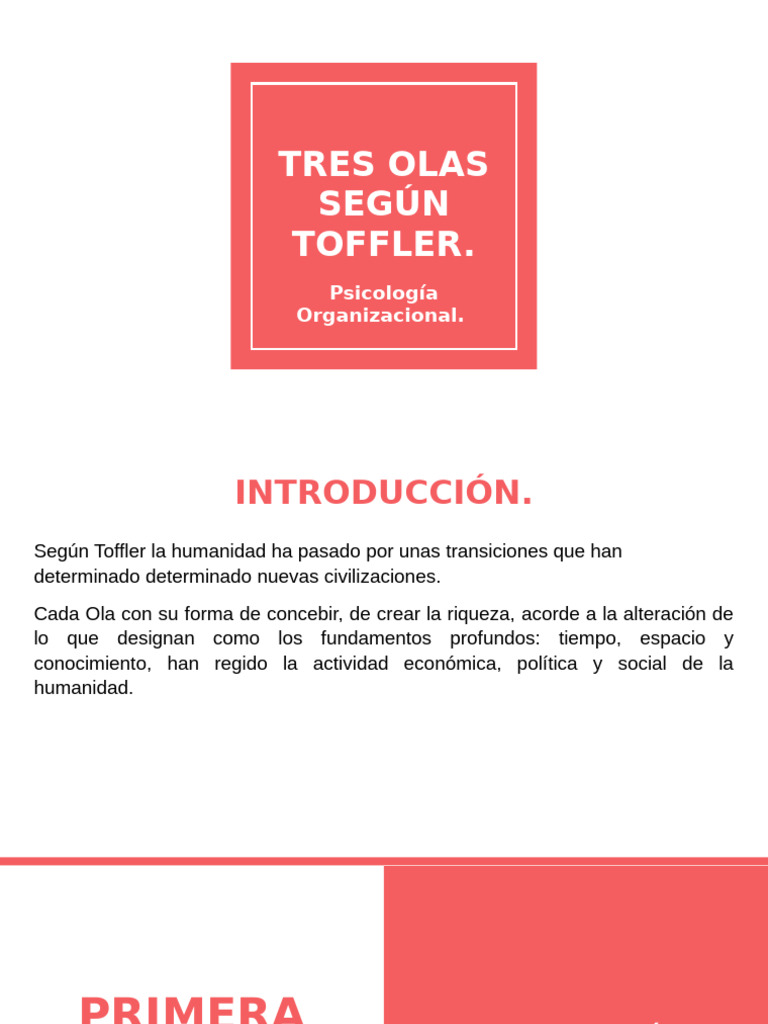 Tres Olas Según Toffler | PDF | Agricultura | Revolución industrial