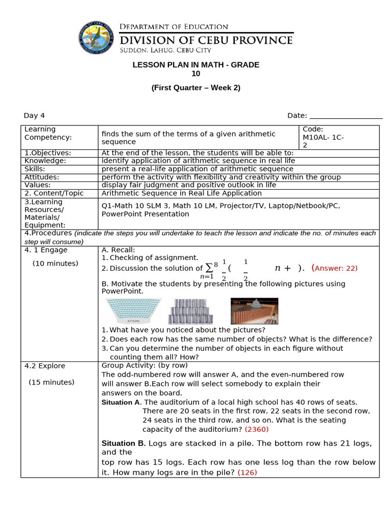 Math 10, Q1, Wk2, Day 4 DLP | PDF | Cognition | Learning