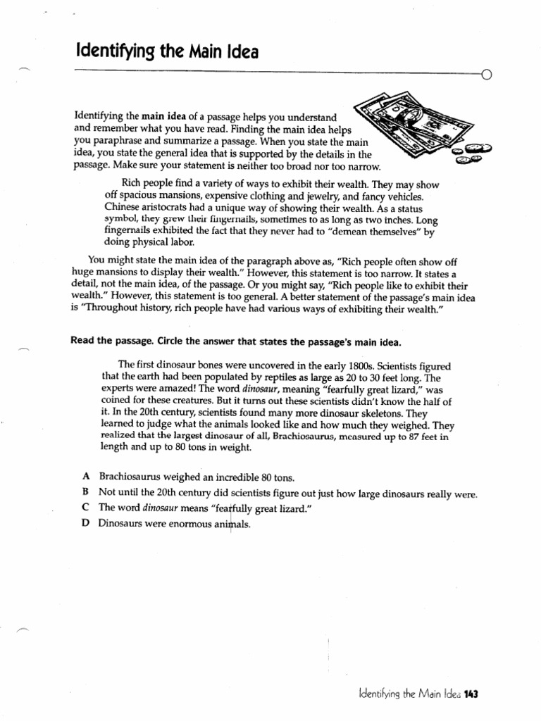 Identifying The Main Idea | PDF