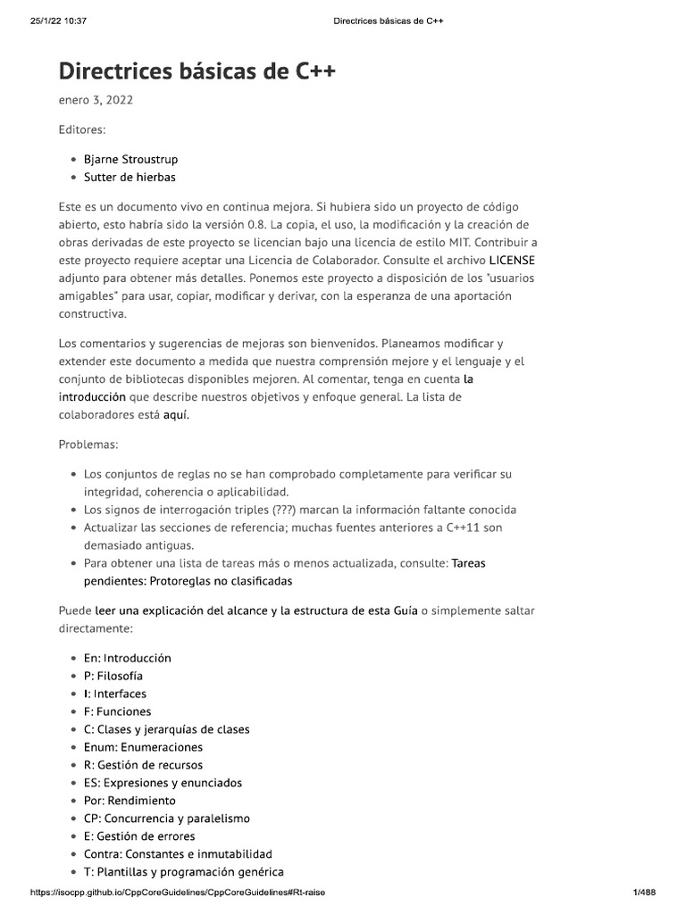 Directrices básicas de C++ | PDF