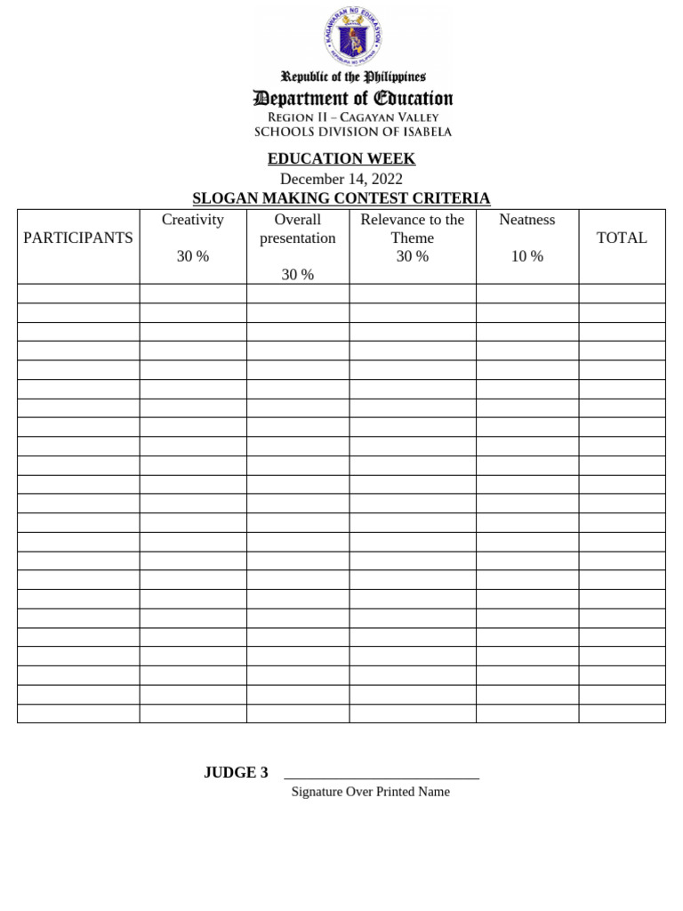 Slogan Making Contest Criteria | PDF | Writing | Spoken Word