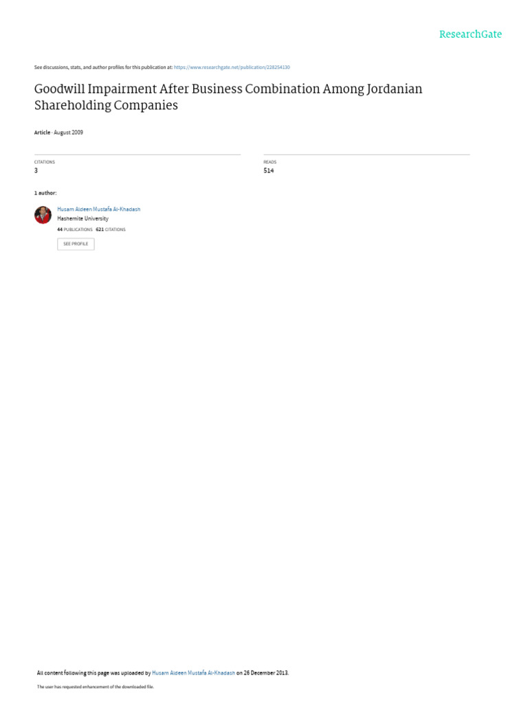 Goodwill Impairment After Business Combination Amo | PDF | Logistic ...
