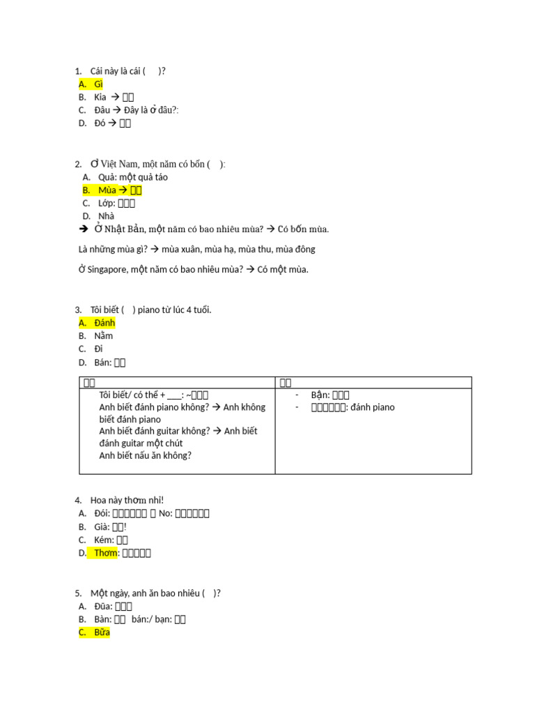 Vietnamese Test | PDF