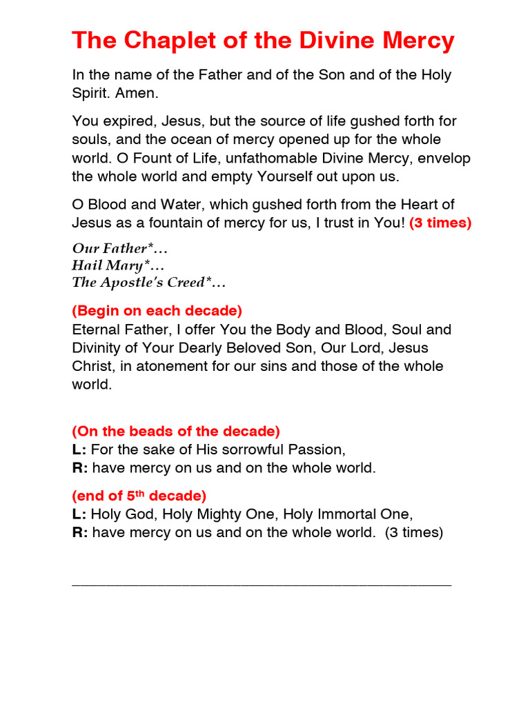 Divine Mercy Chaplet Prayer Guide | PDF | Mercy | Divinity