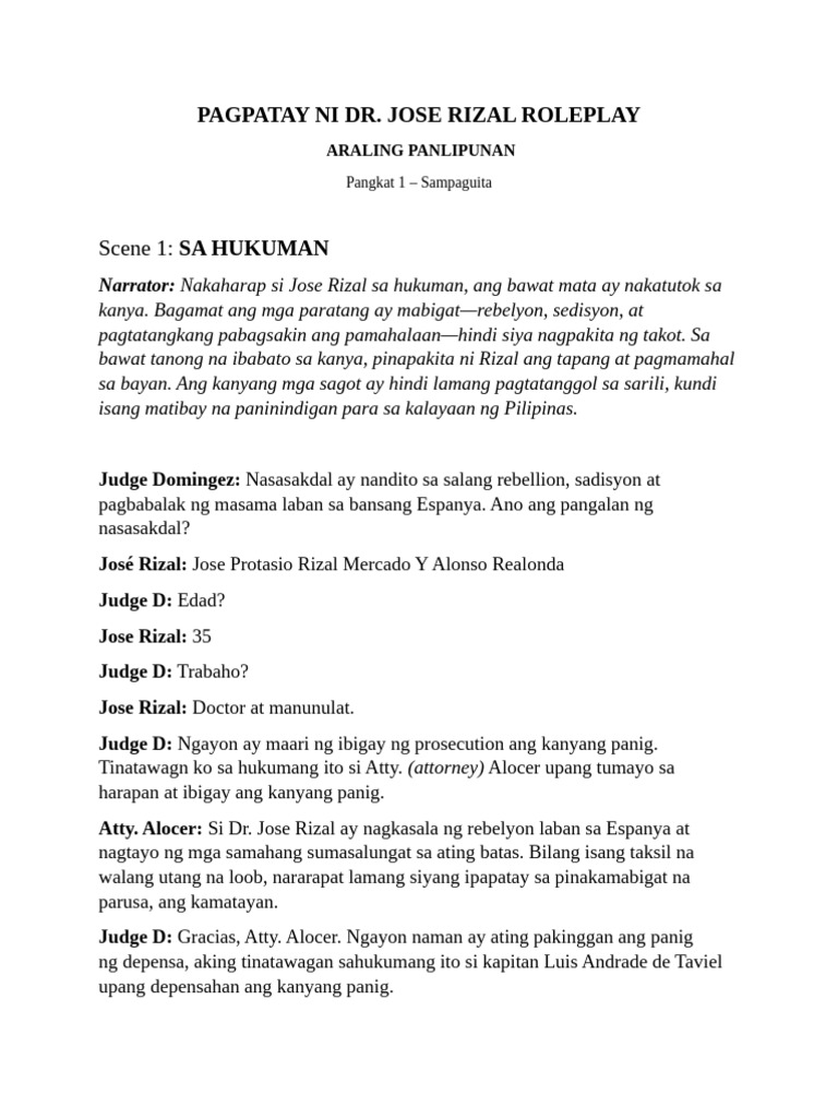 Jose Rizal Roleplay | PDF