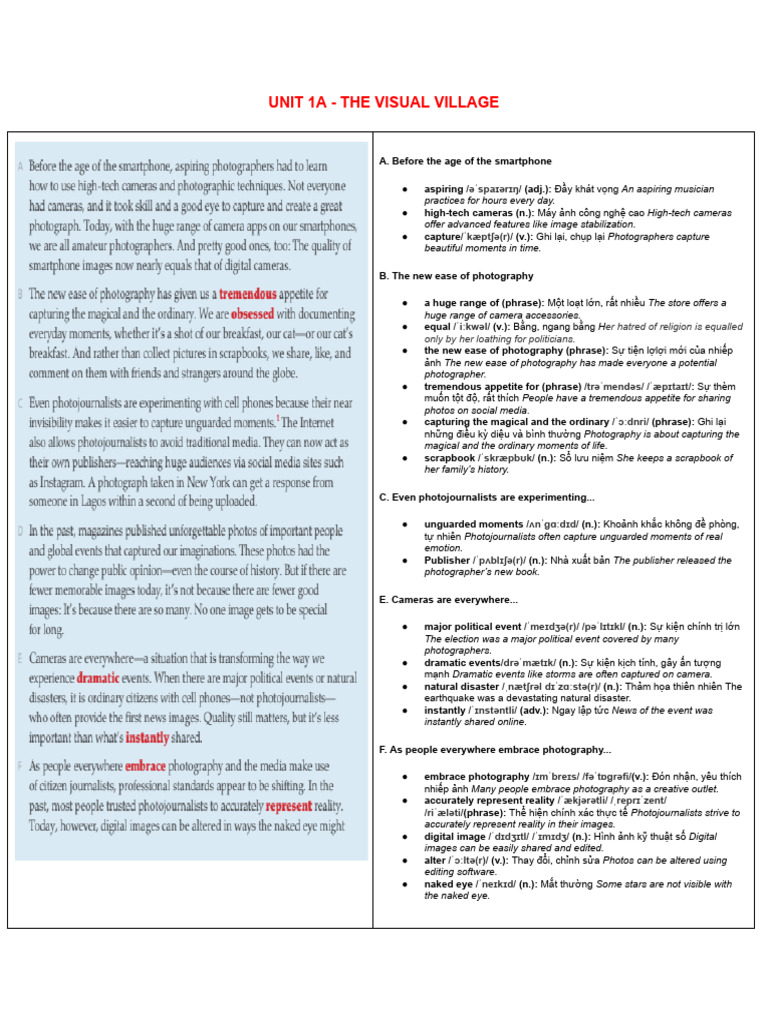 B4 - Unit 1a - The Visual Village | PDF | Crafts | Hobbies