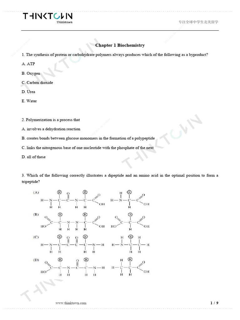 AP biology Chapter 1 Biochemistry | PDF | Enzyme | Biochemistry