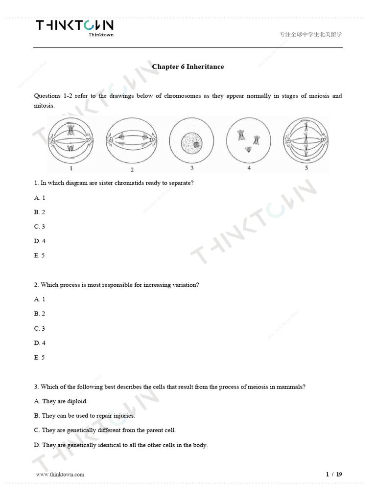 Inheritance and Genetic Variation Quiz | PDF | Dominance (Genetics ...