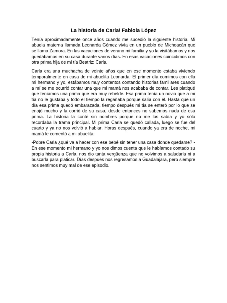 La Historia de Carla. Ejemplo de Anécdota. | PDF