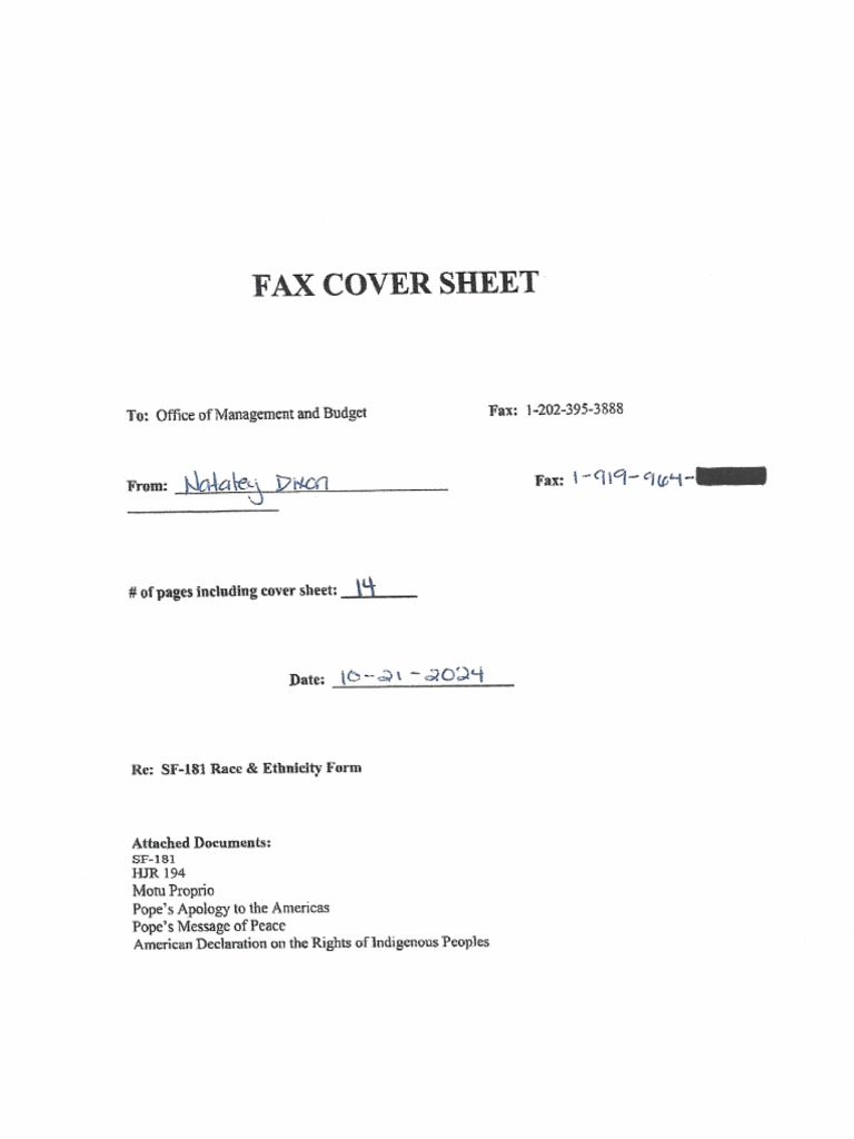Ssa Omb Faxed SF 181 | PDF