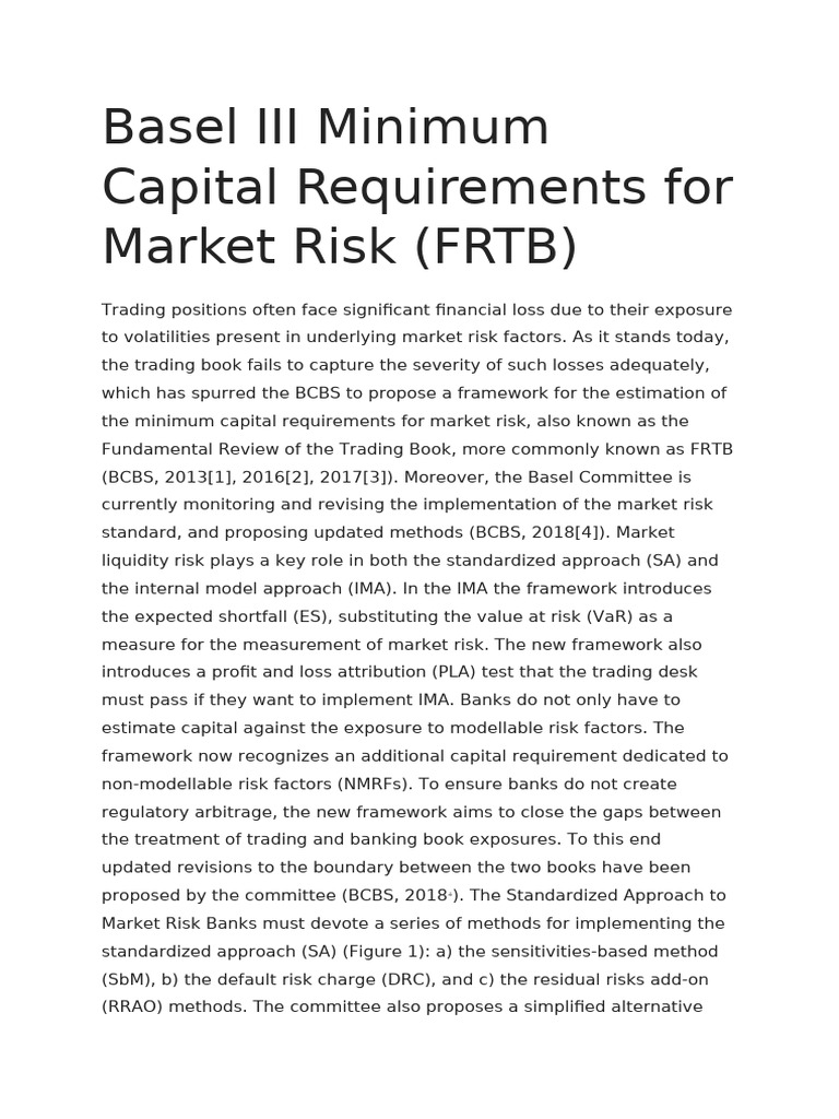 Basel III Minimum Capital Requirements For Market Risk (FRTB) | PDF | Basel Iii | Risk