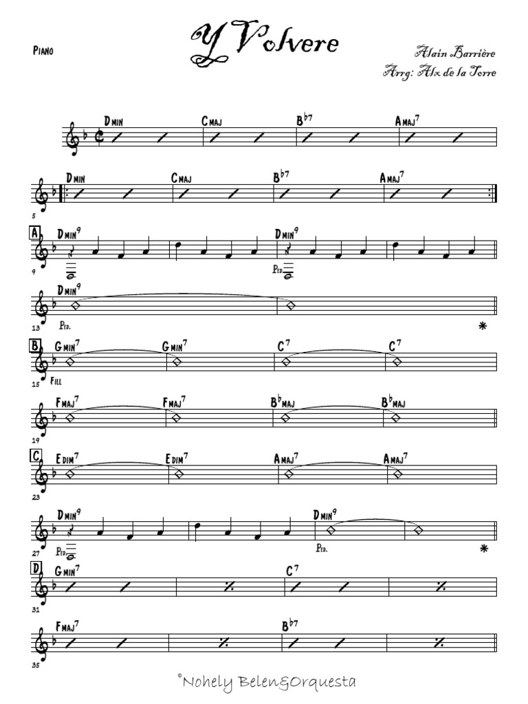 Partitura de "Y Volveré" para Piano | PDF