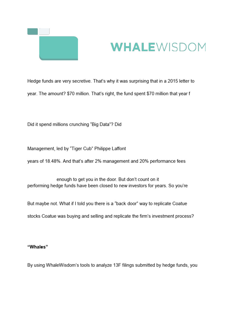 WhaleWisdom.com+13Fs+Explained | PDF | Hedge Fund | Investing