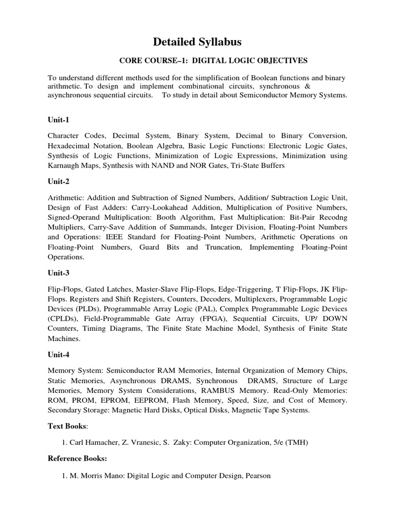 Digital Logic Syllabus | PDF