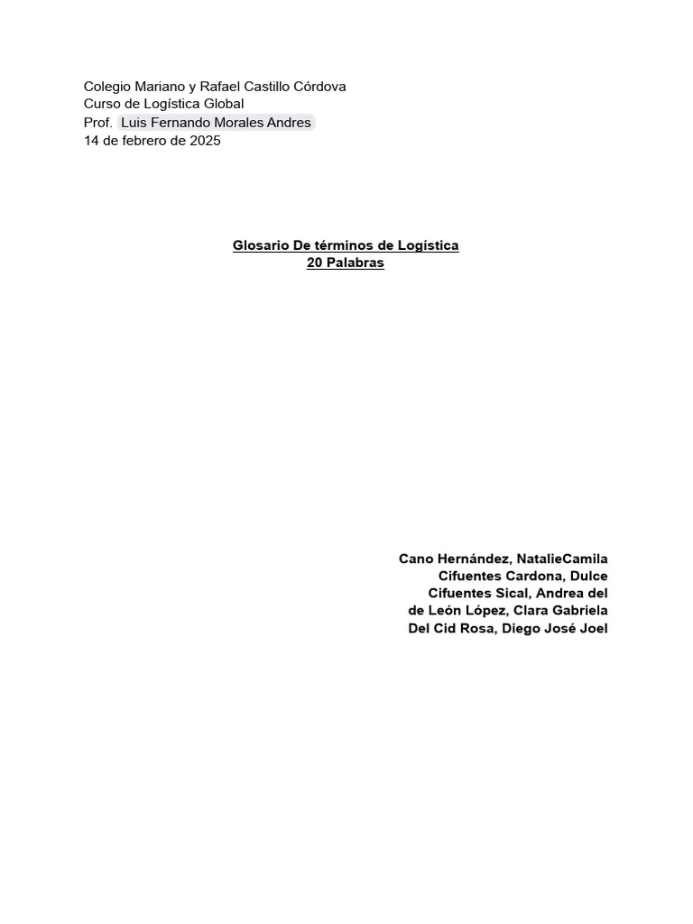 Glosario de 20 Términos de Logística | PDF | Economias | Business