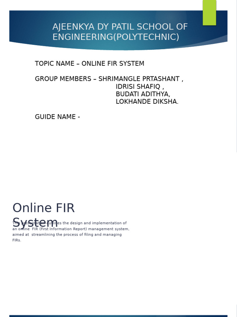 Online-FIR-System ................ FINAL | PDF | Databases | World Wide Web