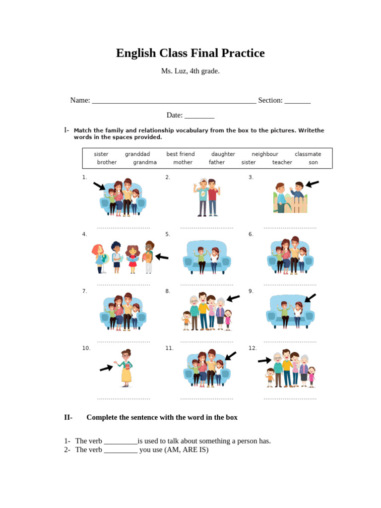 English Class Final Practice 4TH GRADE | PDF | Linguistic Typology | Language Mechanics