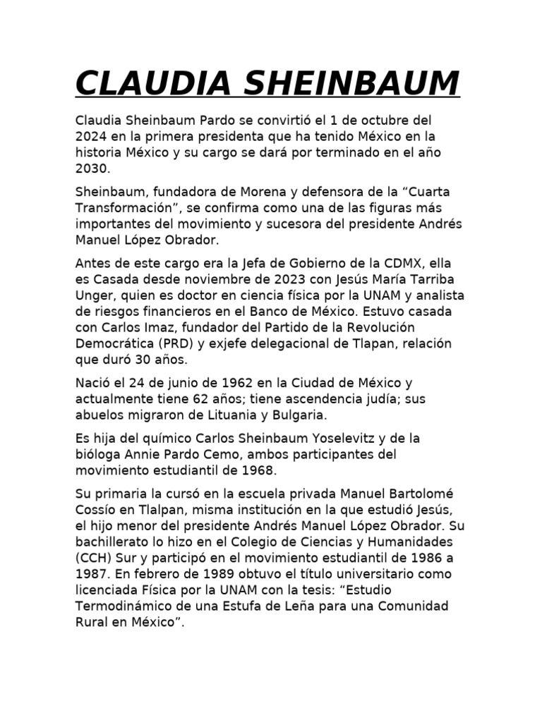 Claudia Sheinbaum Biografía | PDF