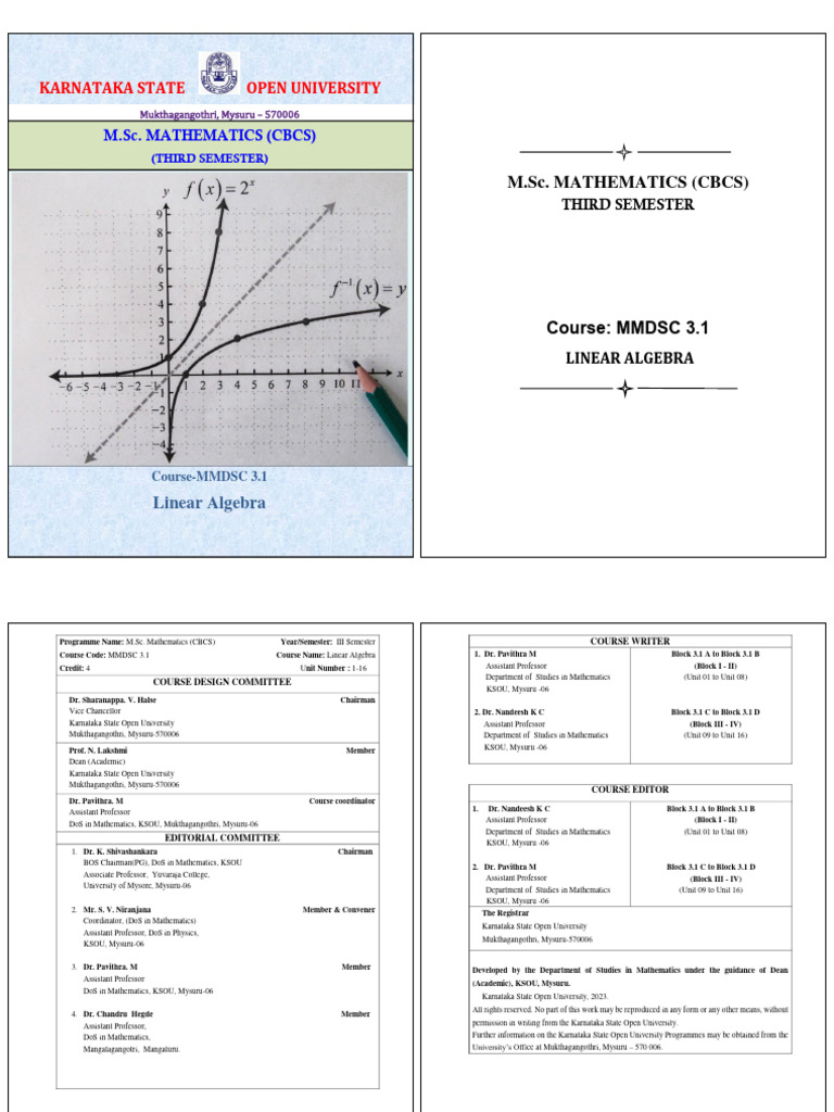 M.Sc. Mathematics: Linear Algebra Course | PDF | Vector Space | Matrix ...