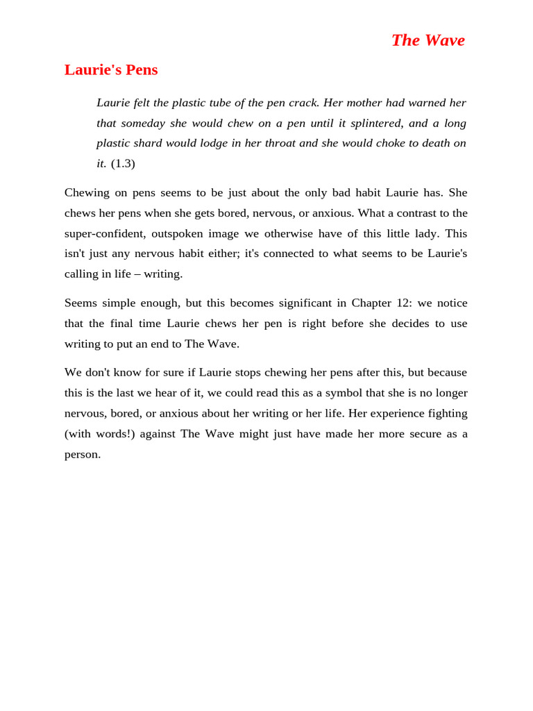 Laurie's Pen Chewing Symbolism Explained | PDF