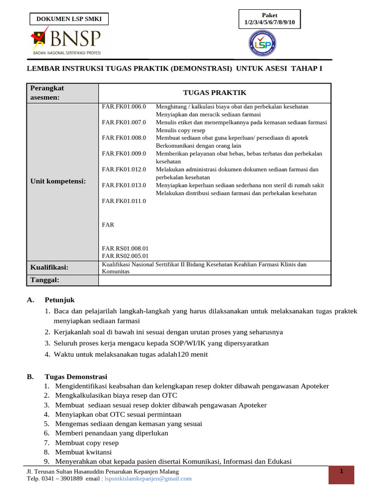 LEMBAR KERJA ASESI TAHAP 1 Revisi Nov 2022-1 | PDF