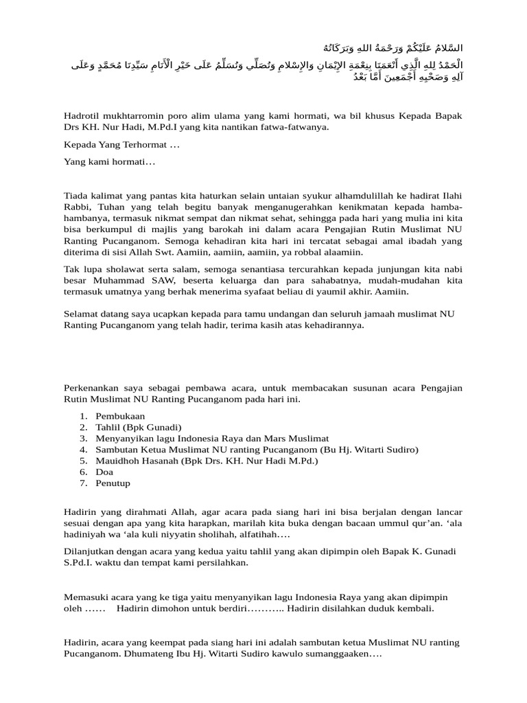 Teks MC Pengajian | PDF