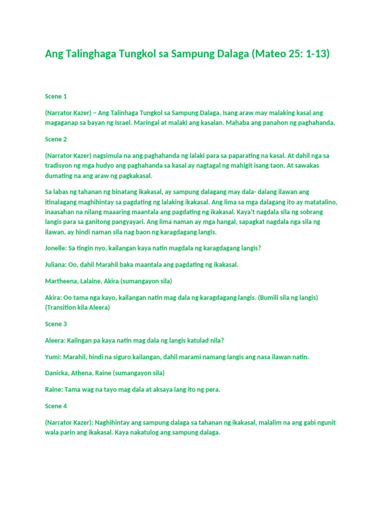 Sampung Dalaga Script | PDF