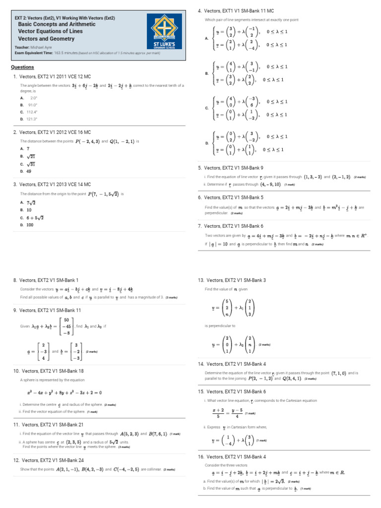 Vectors | PDF | Line (Geometry) | Euclidean Vector