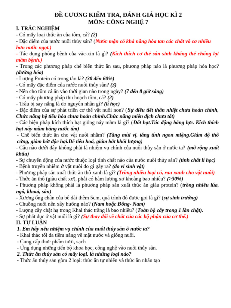 Đề Cuong hk2 | PDF