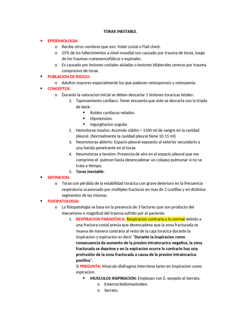 Torax Inestable | PDF | Tórax | Respiración