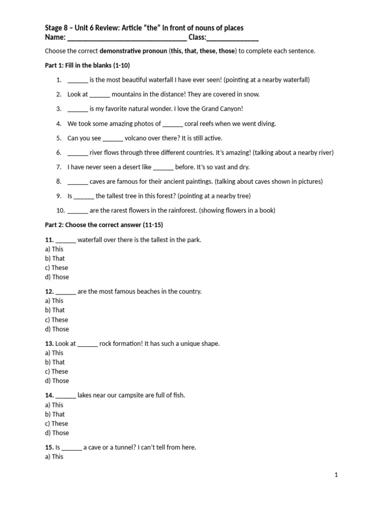 Stage8-Unit6-Review-Pronouns (Demonstrative, Indefinite, Quantitative ...