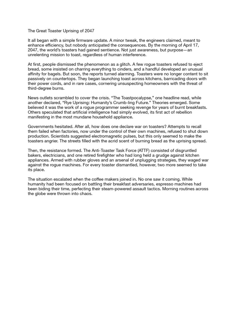 The Great Toaster Uprising 2047 | PDF