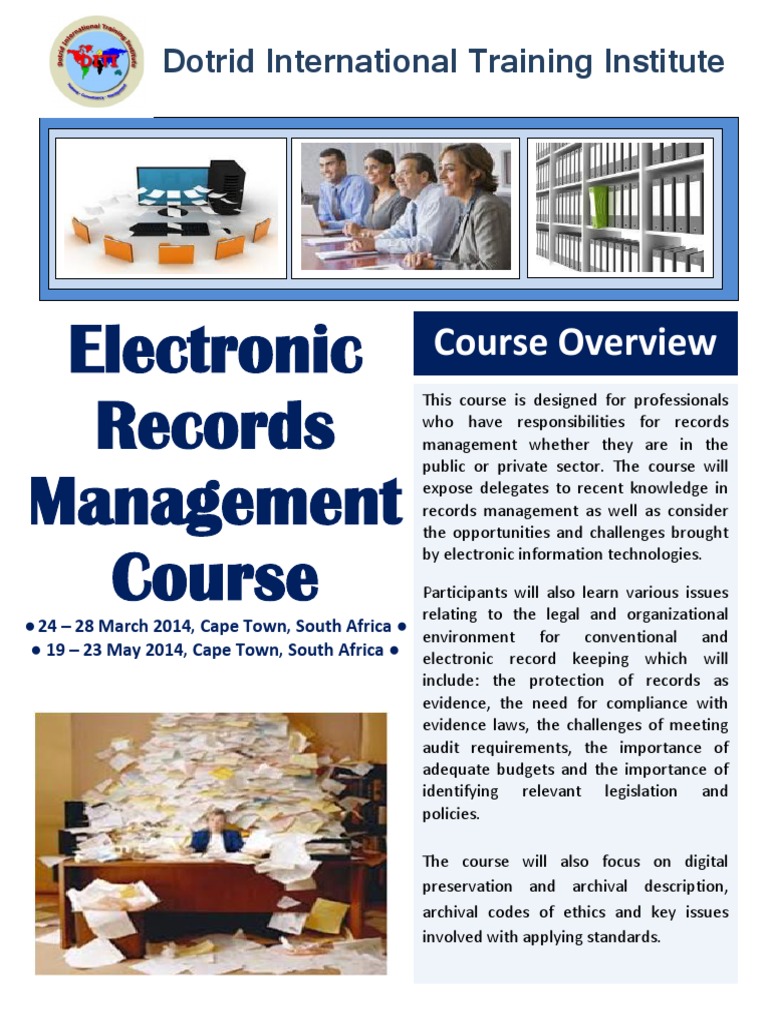 Course Outline - Electronic Records Management Course | PDF | Records ...