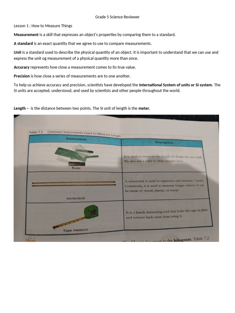 Grade 5 Science Reviewer - 011244 | PDF | Temperature | Measurement