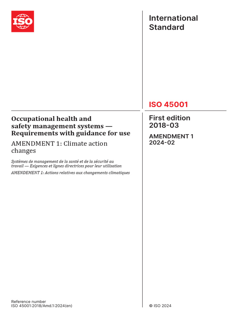 ISO 45001 - Amendment 1 2024-02 | PDF | International Organization For ...