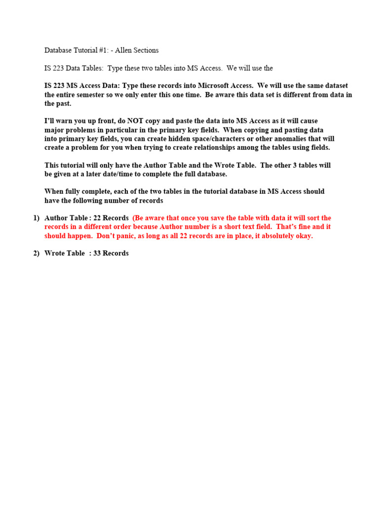 MS Access Database Tutorial: Author & Wrote Tables | PDF | Microsoft ...
