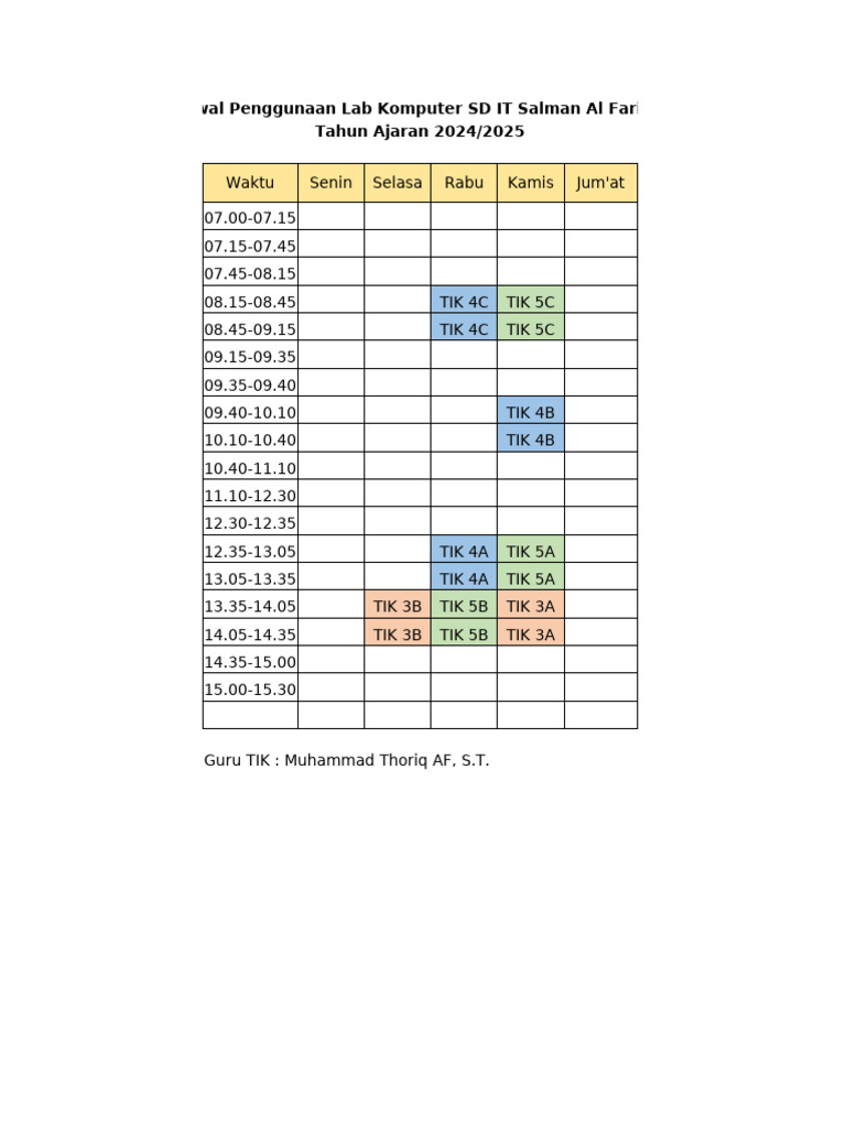 Jadwal Penggunaan Labkom | PDF