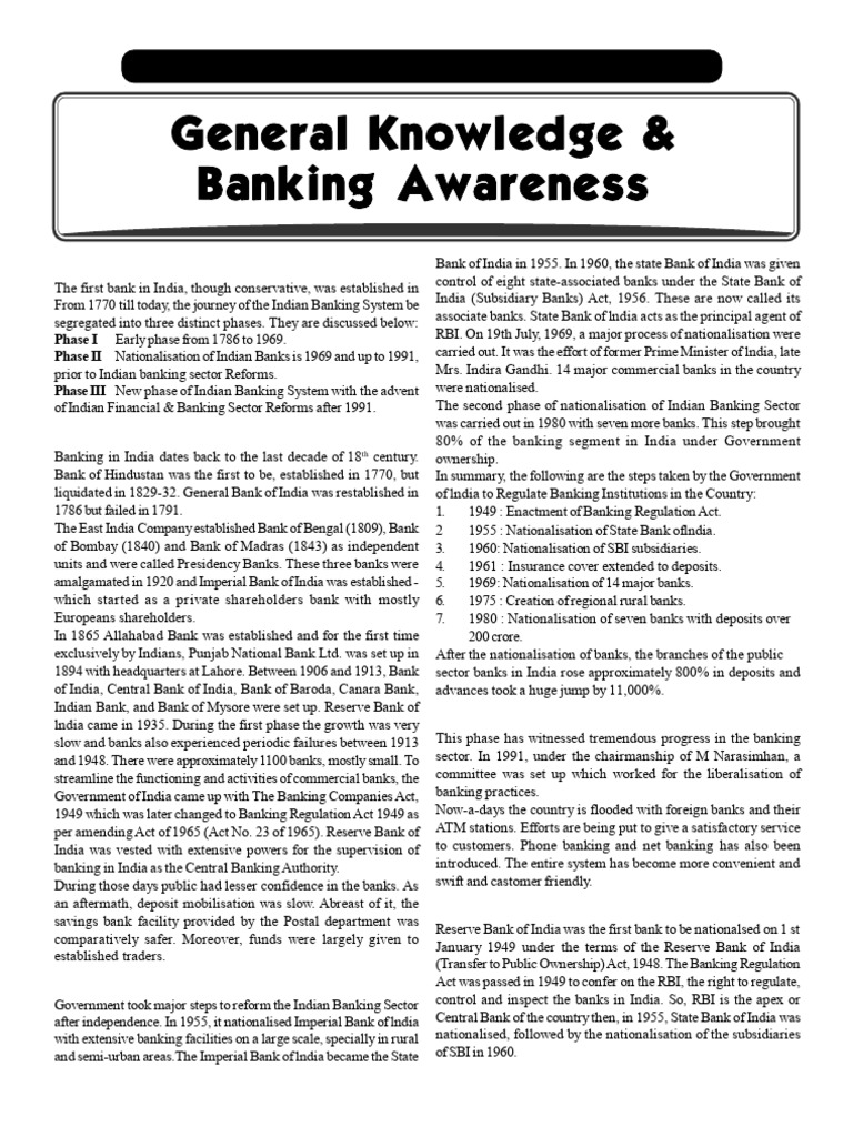 General Knowledge | PDF | Banks | Reserve Bank Of India