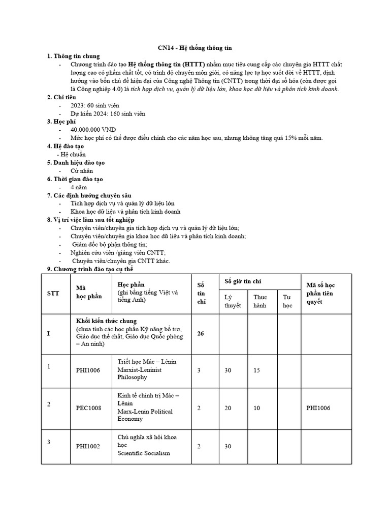 CN14 Hệ thống thông tin | PDF