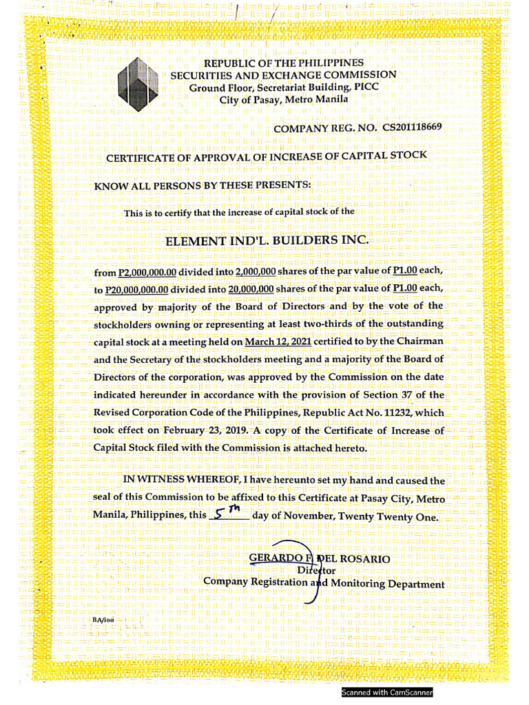 Sec Certificate 2021 | PDF