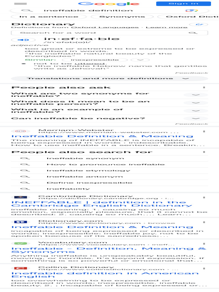 Ineffable Definition - Google Search | PDF
