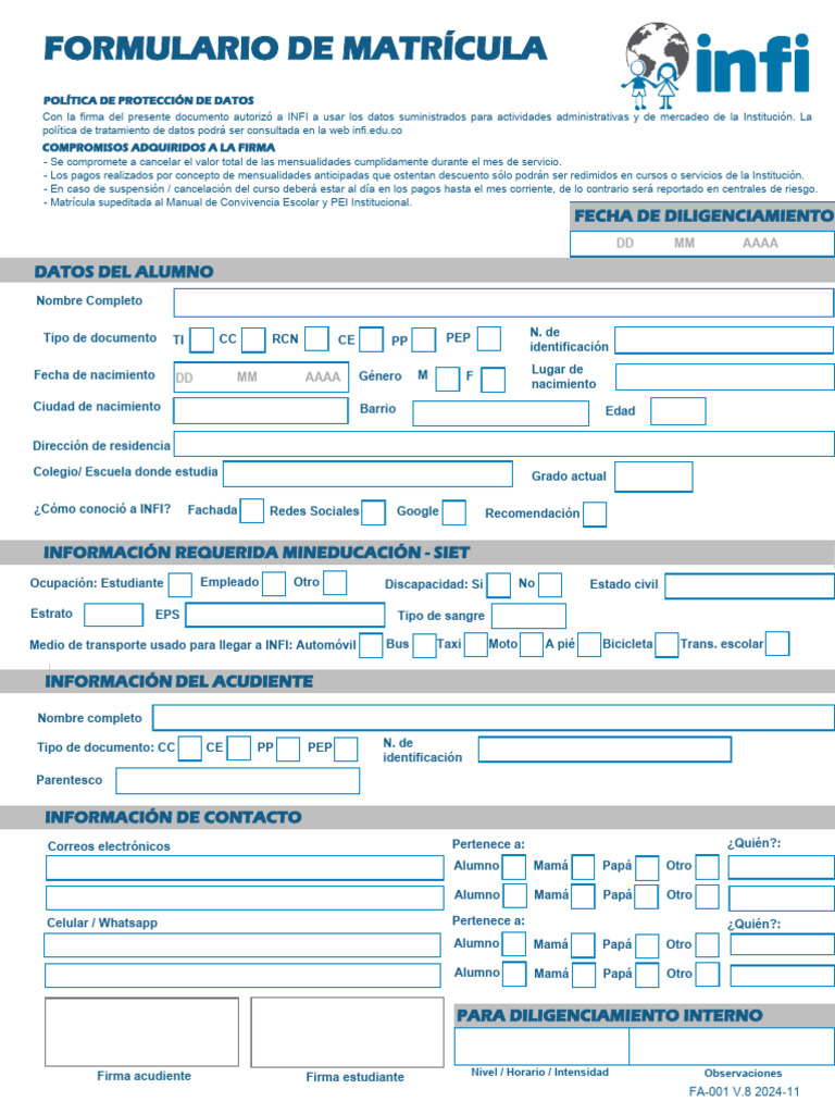 2025 Formulario Matricula | PDF