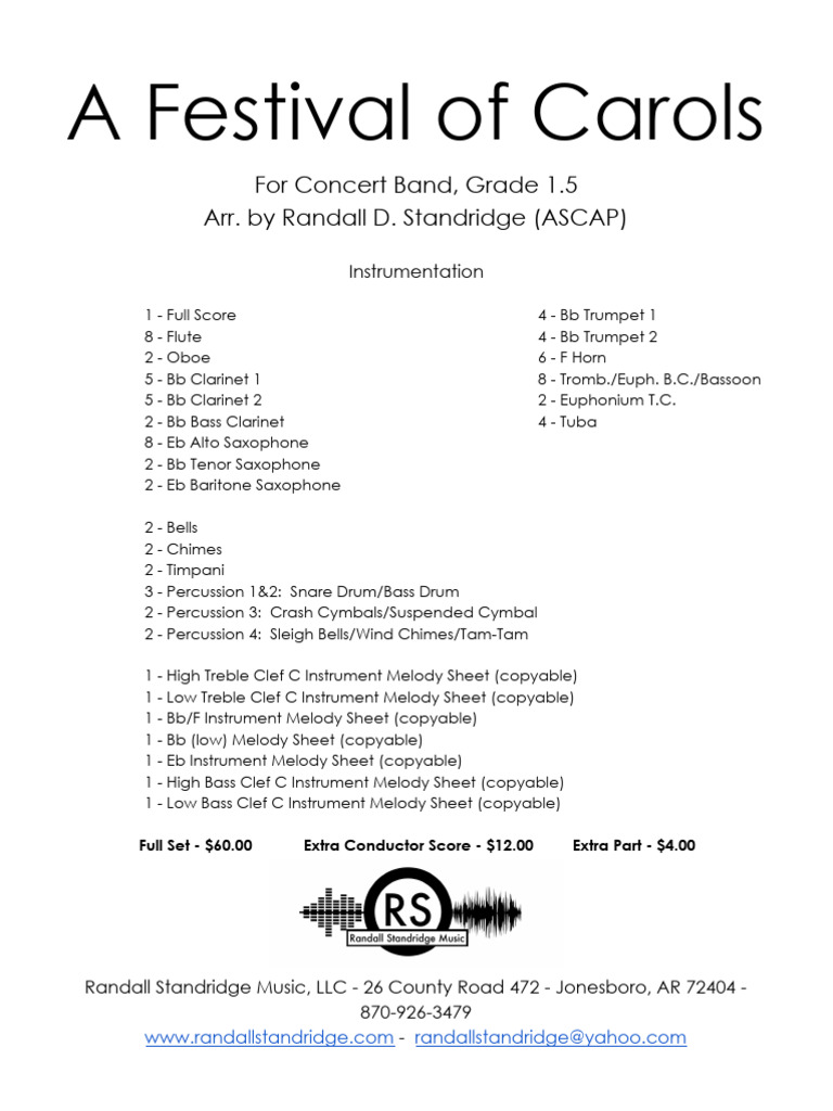 A Festival of Carols Score Sample | PDF | Clef | Musical Instruments