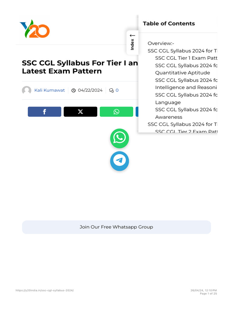 SSC CGL Syllabus for Tier I and Tier II 2024- Latest Exam Pattern | PDF ...