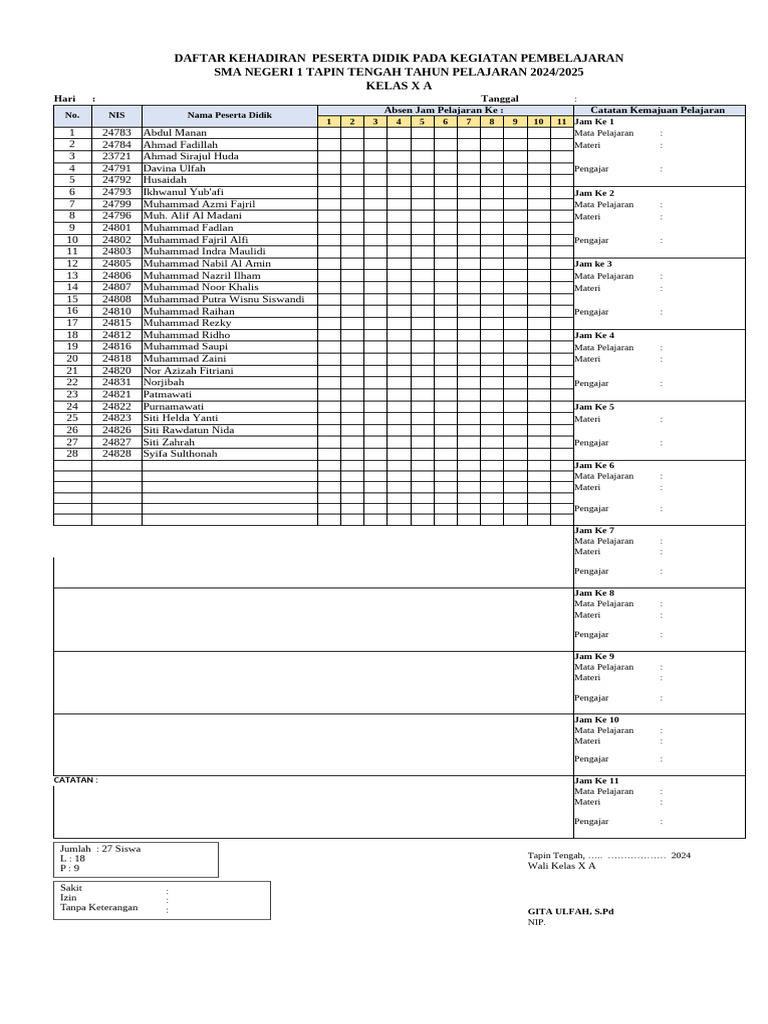 ABSEN 2024-2025 TERBARU | PDF