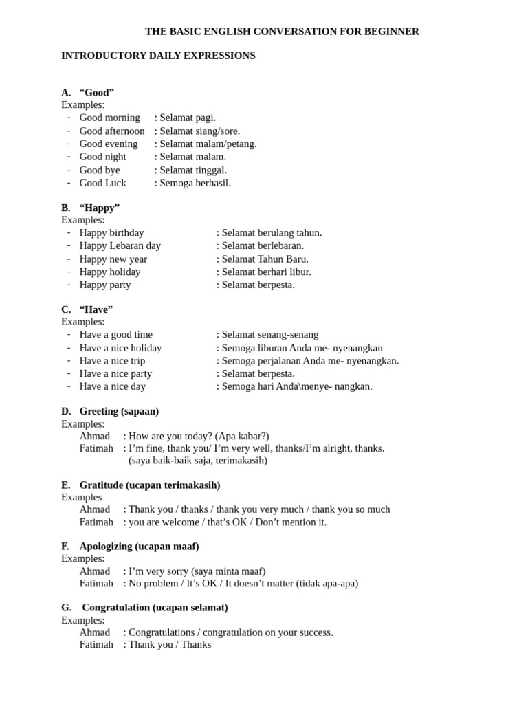 Basic English Conversation | PDF